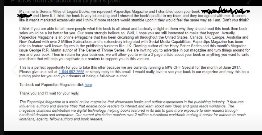 Solicitation (and Plagiarism) Alert: Legaia Books / Paperclips Magazine ...