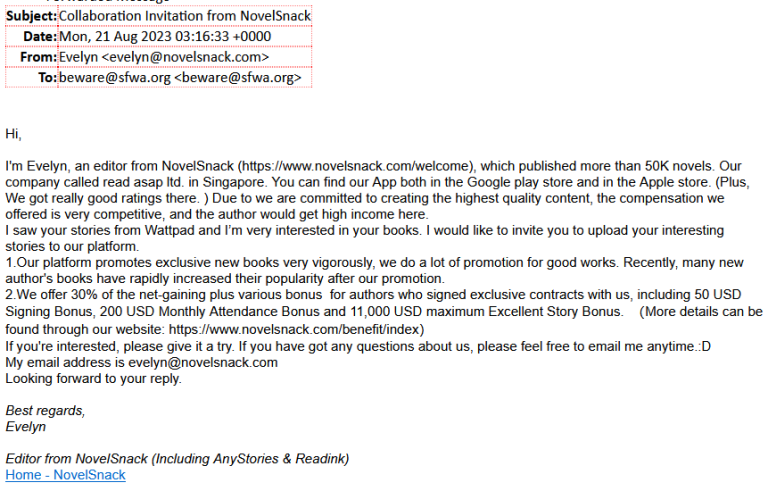 Bad Contract Alert: NovelSnack/AnyStories/Readink - Writer Beware